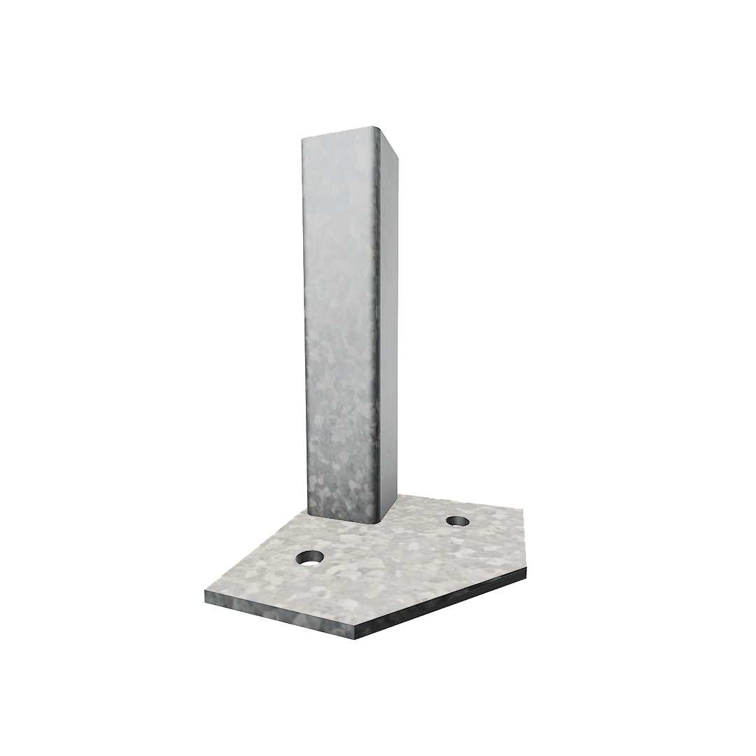 75 x 75 SHS Base Plate Cnr 75mm - 2 hole - Mod Sheds Australia